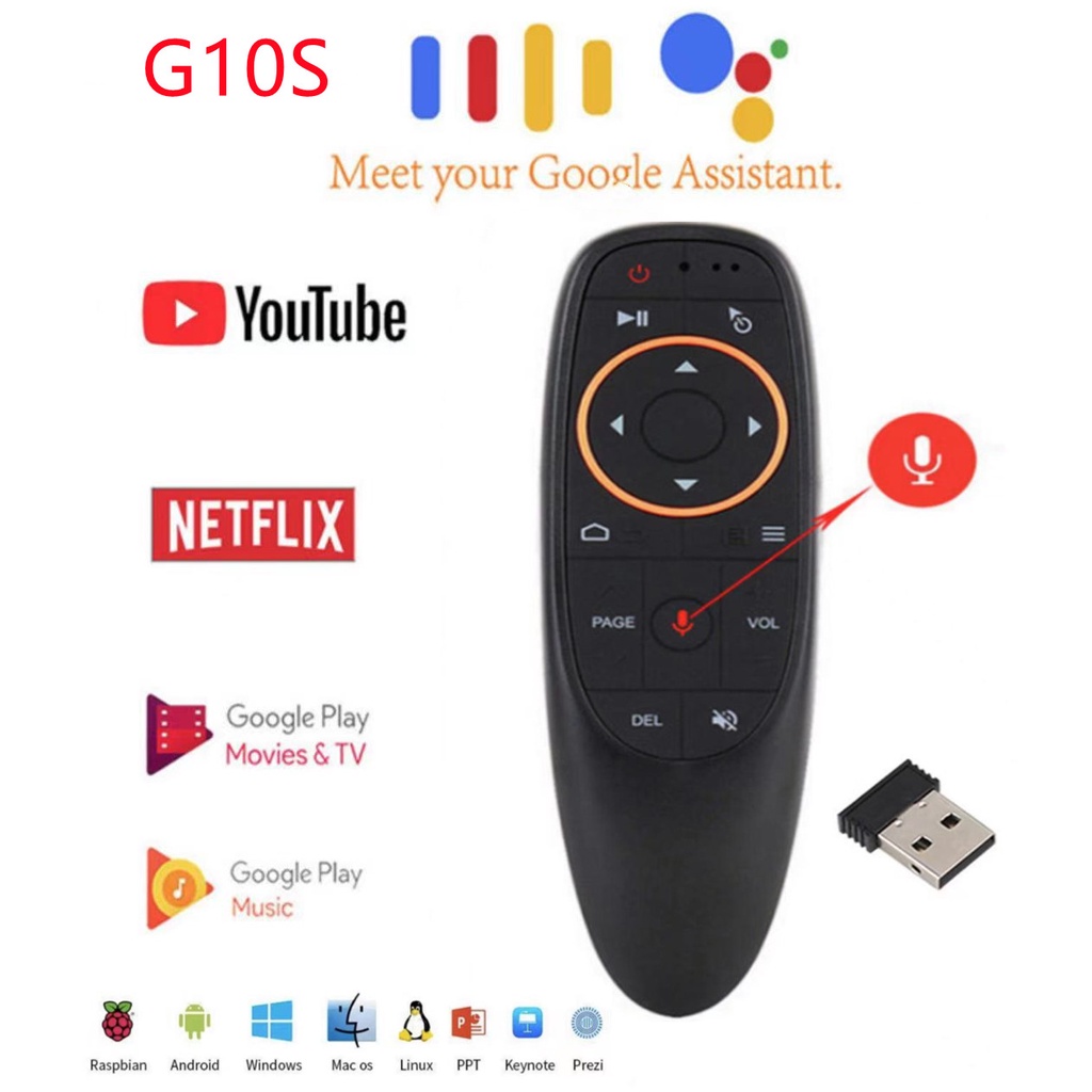 G10S มีGyro Voice Air Mouse Remote 2.4Ghz Mini Wireless Android TV ...