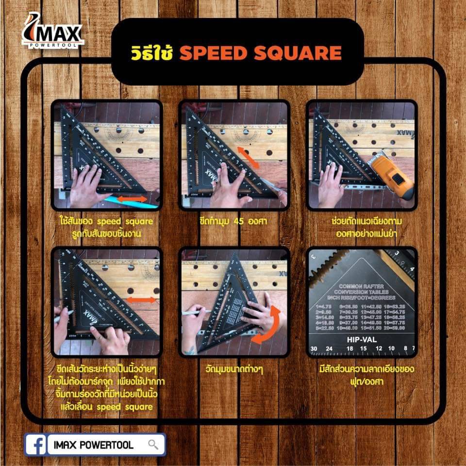 IMAX ฉากวัดไม้สามเหลี่ยม IMAX SPEED SQUARE 7"วัสดุอลูมิเนียมอย่างดี ...