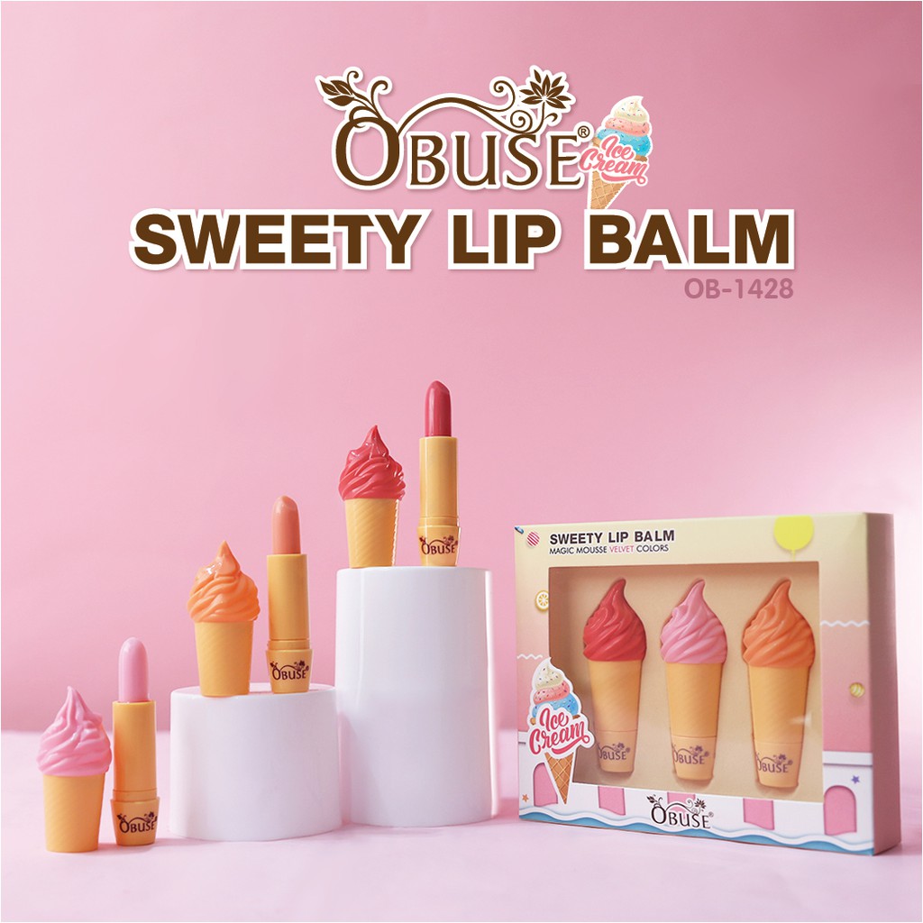 OB-1428 Obuse(โอบิ้ว) Sweety Lip Balm | Shopee Thailand