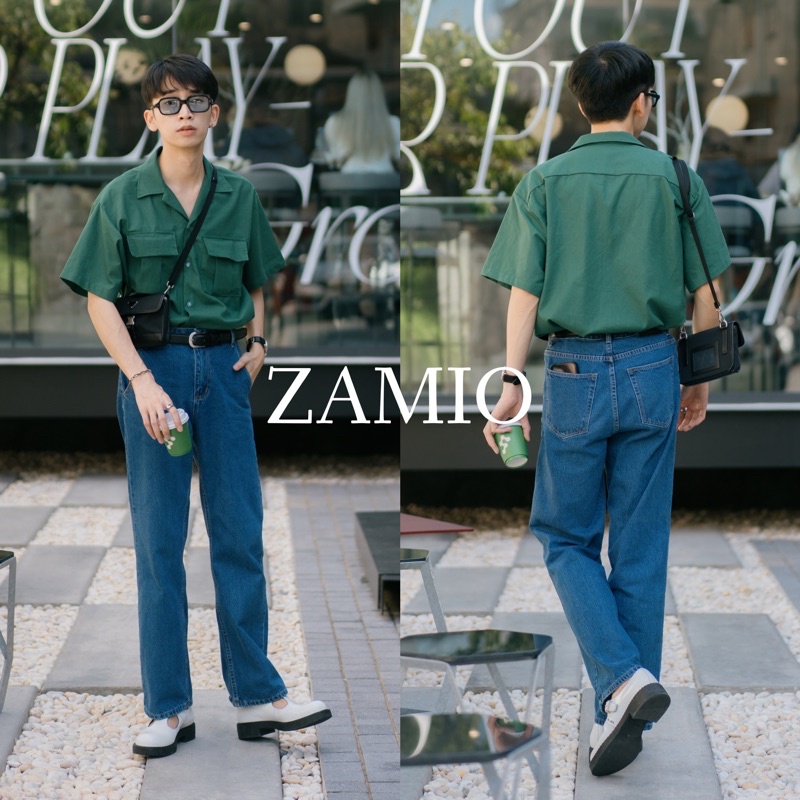ZAMIO TALKER JEANS กางเกงยีนส์เอวสูงทรงกระบอกใหญ่ขาตรง | Shopee Thailand