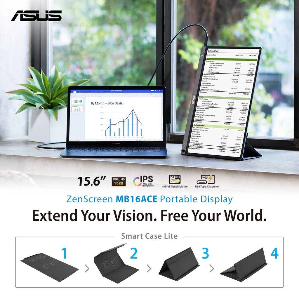 ASUS ZenScreen MB16ACE 15.6” Portable USB Type-C Monitor Full HD (1920 ...