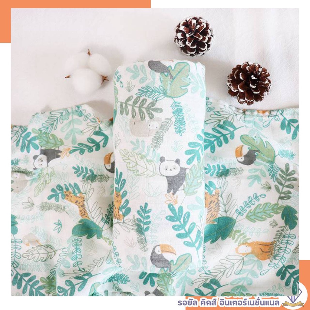 C0050 ผ้าห่อตัวเด็กขนาด120x120cm.ใยไผ่ ผ้าอ้อมมัสลิน แบมบู เยื่อไผ่ ซับ ...