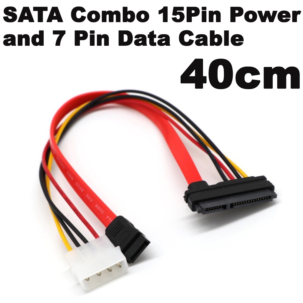 สาย SATA Combo 15 Pin Power and 7 Pin Data Cable 4 Pin Molex to Serial ATA Lead Cable Molex To ...