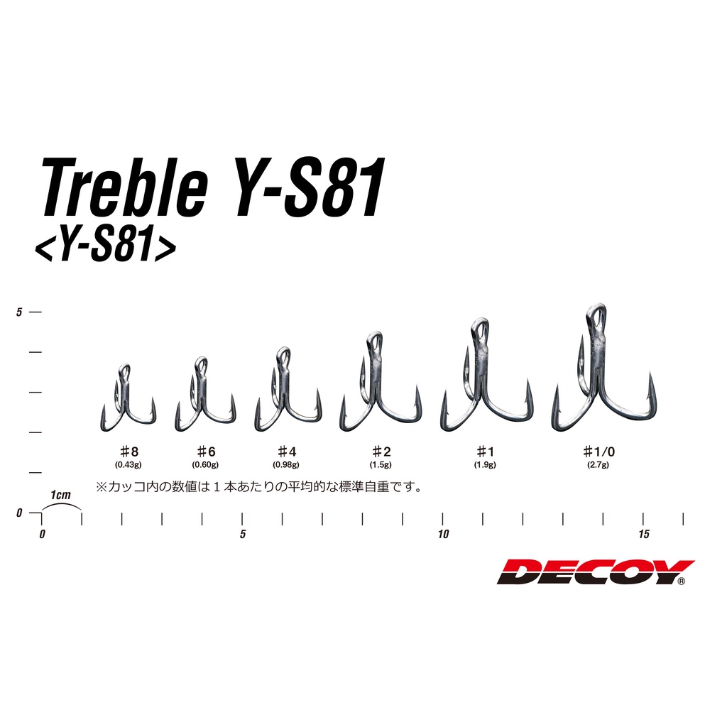 DECOY Y-S81 TREBLE *** ตัวเบ็ดสามทาง ปลายตรง ทรงยอดนิยม JAPAN 100% *** | Shopee Thailand