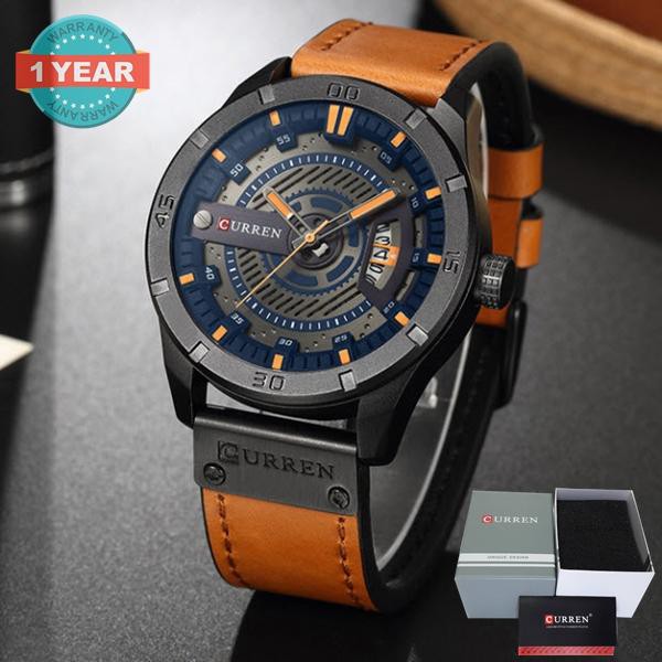 Curren นาฬิกาข้อมือผู้ชาย สปอร์ตเต็มแสดงวันที่ สายหนัง รุ่น C8301 ...