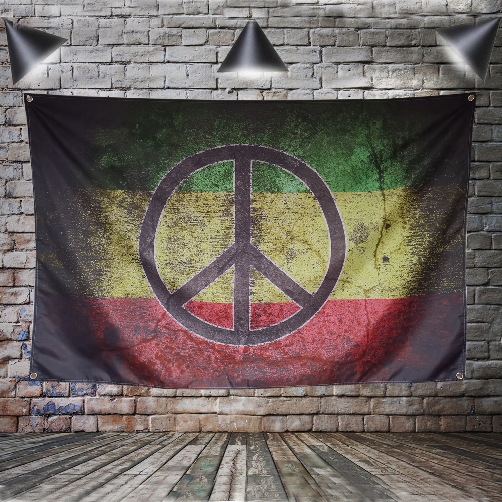 Bob Marley Retro ภาพวาด Peace Reggae โปสเตอร์ธง freedom แบนเนอร์ตกแต่ง ...