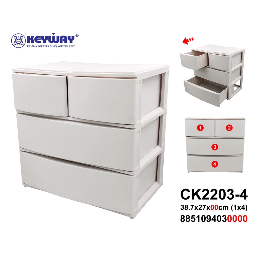 KEYWAY ลิ้นชักอเนกประสงค์ 3 ชั้น 4 ช่อง รุ่น CK-2203-4 | Shopee Thailand