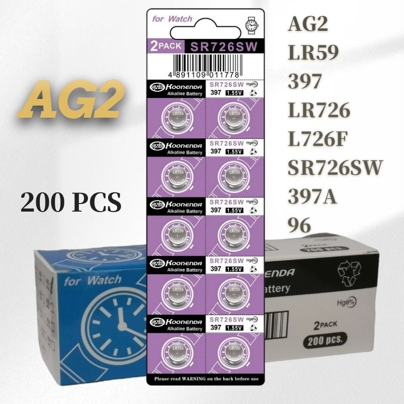 Discount Package 200Pcs AG2 1.55V 397 LR726 397A L726F SR726SW Lithium ...