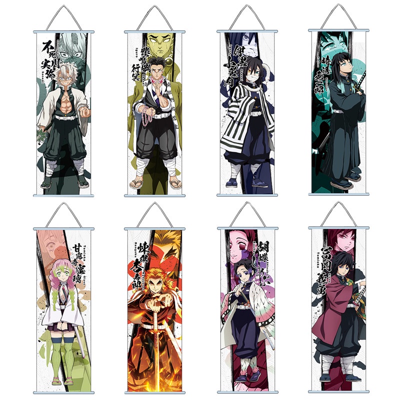 การ ์ ตูน Demon Slayer Scroll ผ ้ าใบแขวนผนังภาพวาดตกแต ่ งบ ้ าน Wall ...