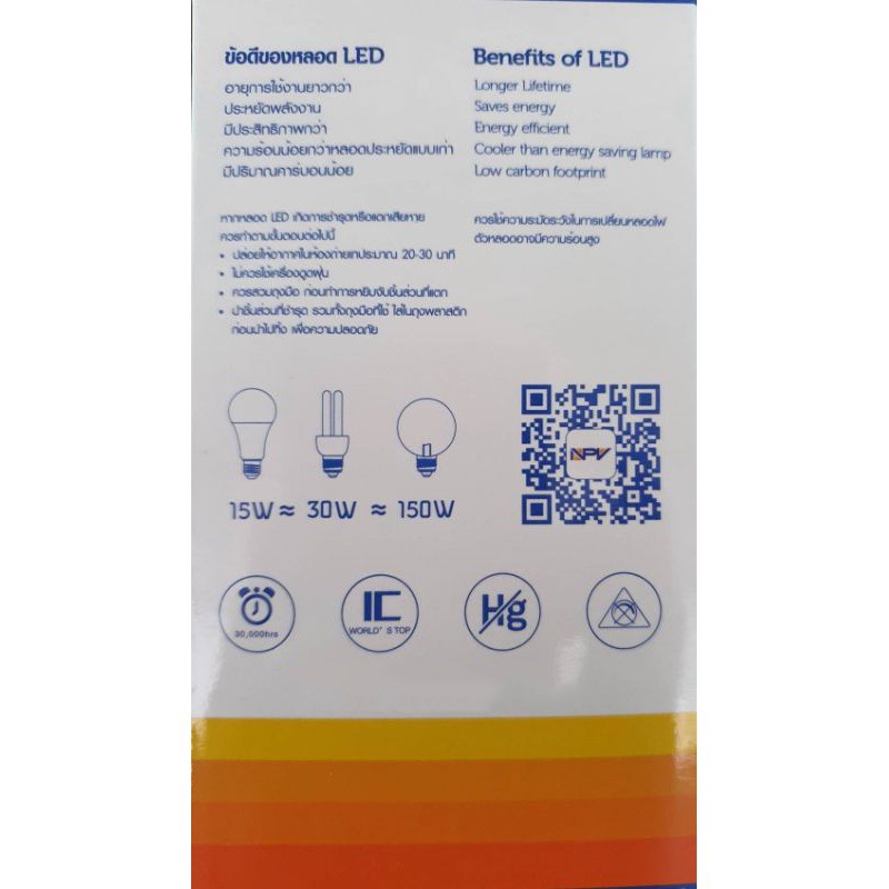 NPV หลอดไฟ LED ขนาด 15W ขั้ว E27 แสงขาว CL04-15W | Shopee Thailand