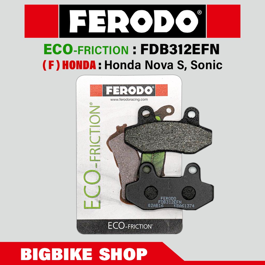 ผ้าเบรค Ferodo รุ่น ECO-friction สำหรับ ( F ) Honda Nova S, Sonic ...