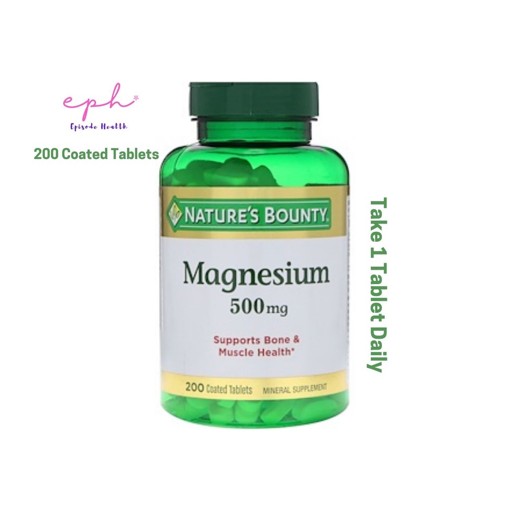 Nature's Bounty Magnesium 500 mg 100,200 Coated Tablets แมกนีเซียม 500 ...