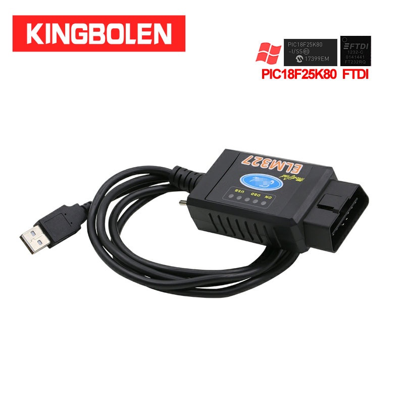 ELM327 USB V1.5 FTDI FT232RL + PIC18F25K80 ชิปรหัส Reader สําหรับ Ford HS CAN/MS CAN ELM 327 ...