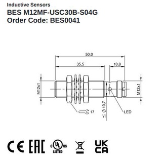 BES0041 PROXIMITY SW. พร็อกซิมิตี้สวิทซ์ ขนาด M 12 2 สาย ระยะตรวจจับ 3 ...