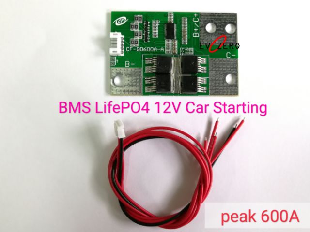 BMS 4S 12V แบตเตอรี่ลิเธียมฟอสเฟต สำหรับสตาร์ทรถมอเตอร์ไซค์ LiFePO4 3.2 V for Starting Peak 600A ...