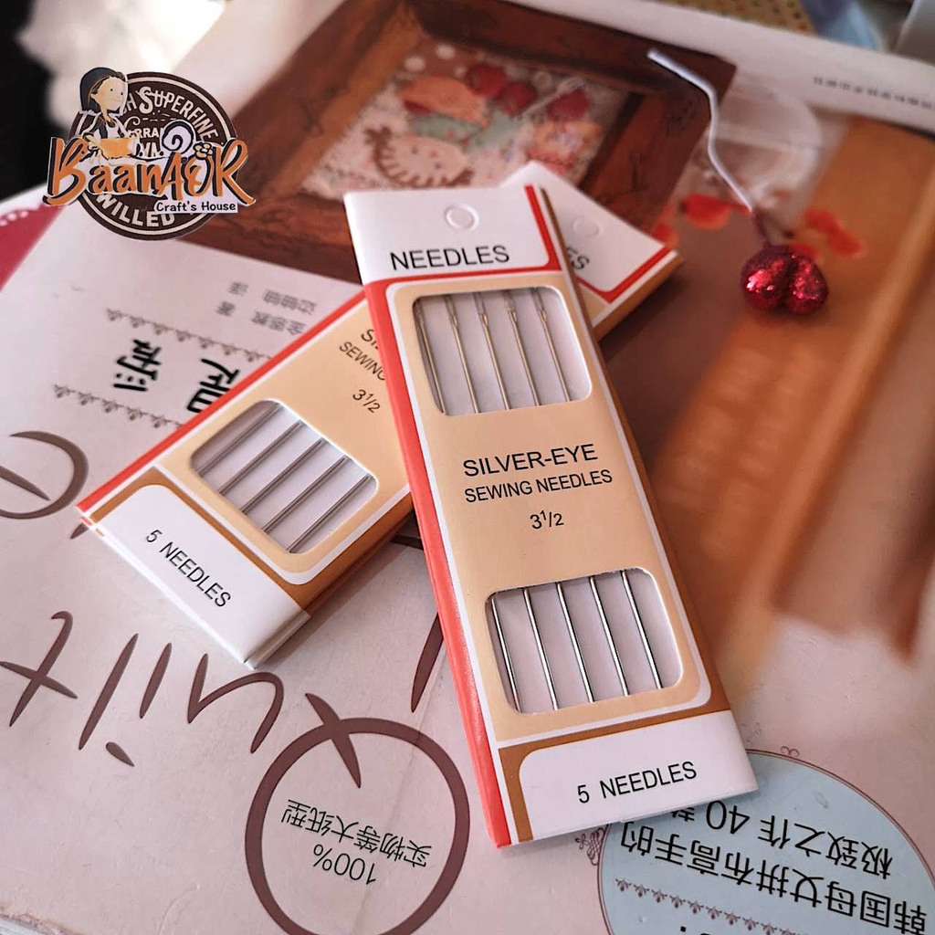 NEEDLES SILVER EYE Sewing Neddles Milliners 31/2 เข็ม เข็มแพ็ค คละไซต์ ...