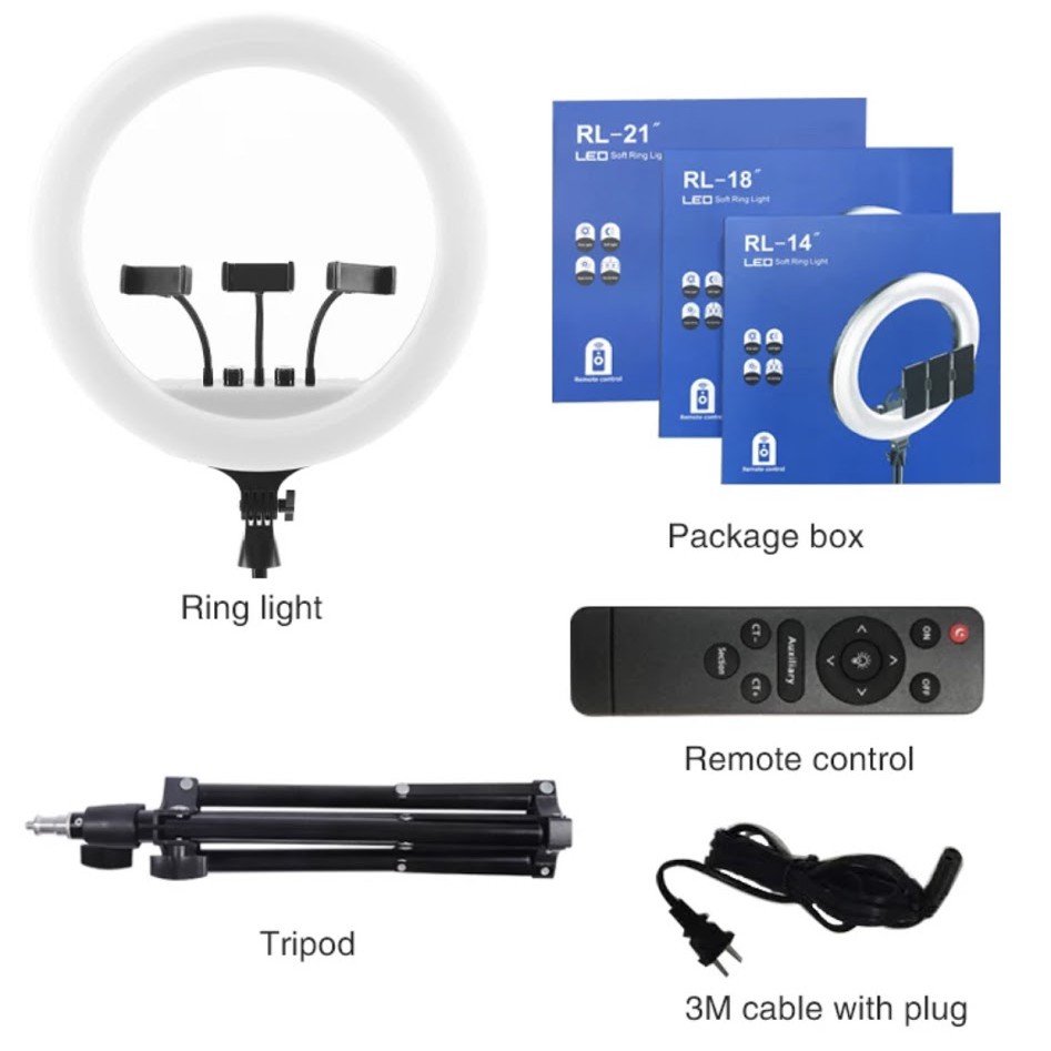 พร้อมส่ง LED Solf Ring Light RL-18 RL-21 RL-14 ไฟไลฟ์สด ไฟแต่งหน้า ปรับสีได้ 3 โหมด พร้อมขาตั้ง ...