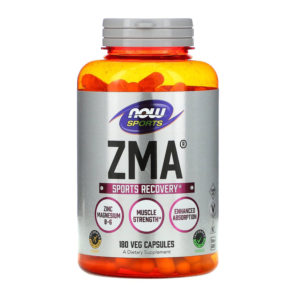 NOW Sports Nutrition,(180 Capsules) ZMA (Zinc, Magnesium and Vitamin B ...