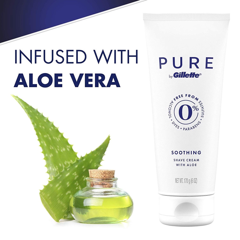 PURE by Gillette Soothing Shave Cream With Aloe 177ml ครีมโกนหนวดสูตร ...