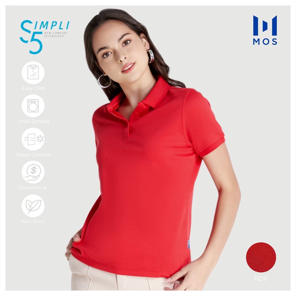 MOS เสื้อโปโลหญิง รุ่น SIMPLI5 ผ้าประหยัดไฟเบอร์ 5 ยับยาก ไม่ต้องรีด ...