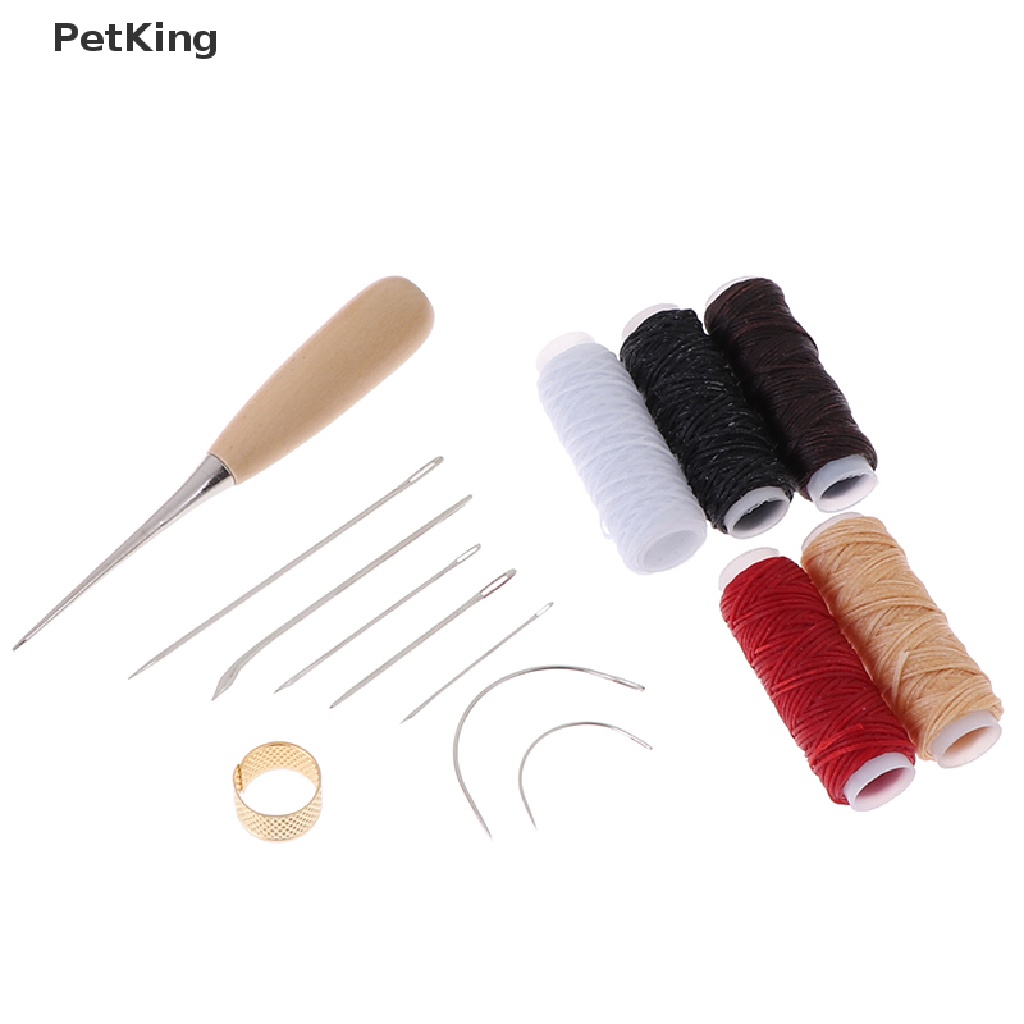 PetKing☀ 14Pcs Leather Craft Tool Waxed Thread Cord Sewing Needles Shoe ...