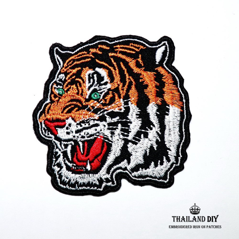 ตัวรีดติดเสื้อ เสือ หัวเสือ ลายสัตว์ เสือโคร่ง Tiger Head Patch wop งานปัก ตัวรีด อาร์ม ติดเสื้อ ...
