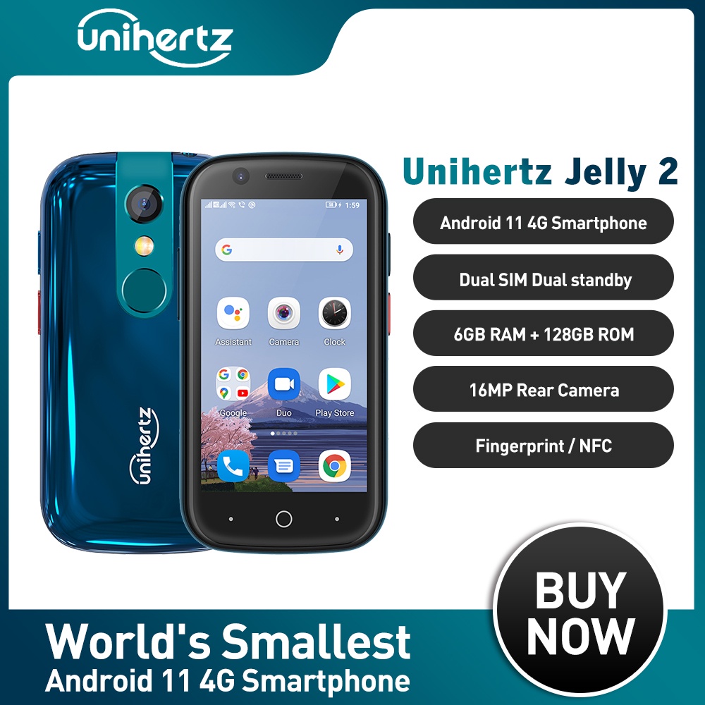 Unihertz Jelly 2 สมาร์ทโฟน 6GB 128GB Android 10 Helio P60 Octa Core 4G LTE ซิมคู่ USB OTG NFC ...