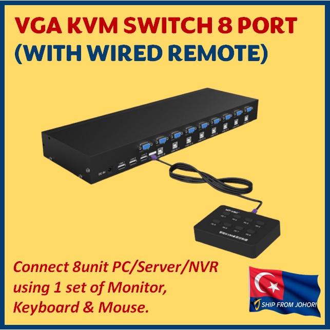 Kvm VGA USB SWITCH 8 PORT พร้อมรีโมทคอนโทรล | Shopee Thailand