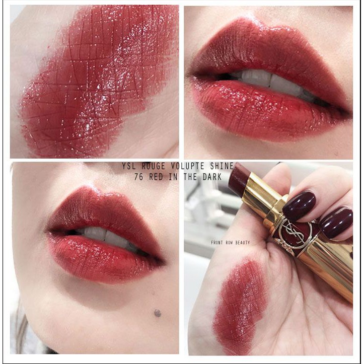 YSL Rouge Volupte Shine #76 Red In The Dark | Shopee Thailand