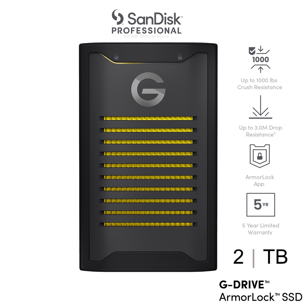 SanDisk Professional G-DRIVE ArmorLock SSD 2TB , Encrypted NVMe SSD ...