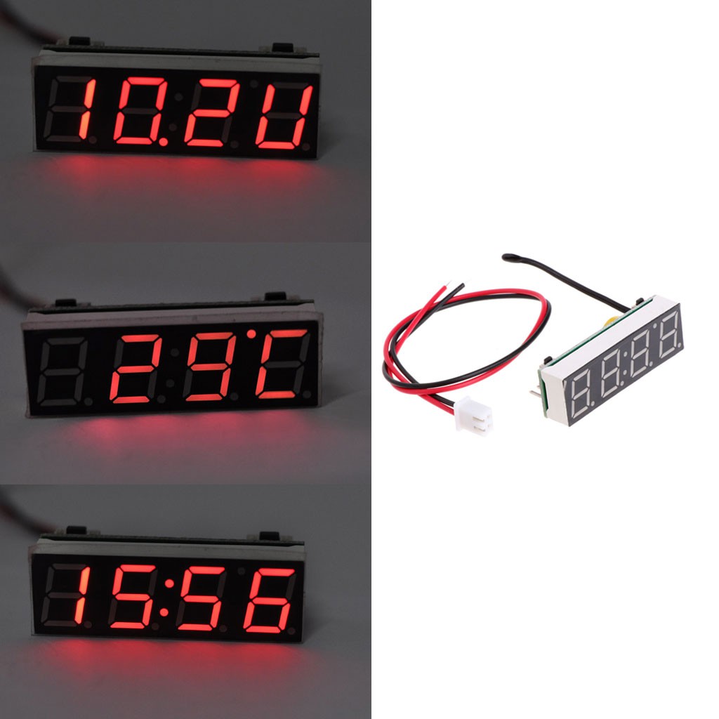 kiss*Digital Car LED Electronic Clock Time Temperature Voltage 3 in 1 ...