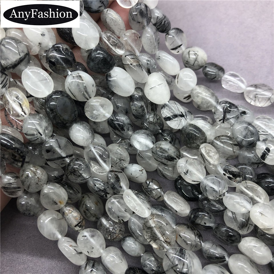 Black Hair Quartz Beads ผมสีดำควอตซ์ลูกปัดหินธรรมชาติ Spacer Diy กึ่งมี ...