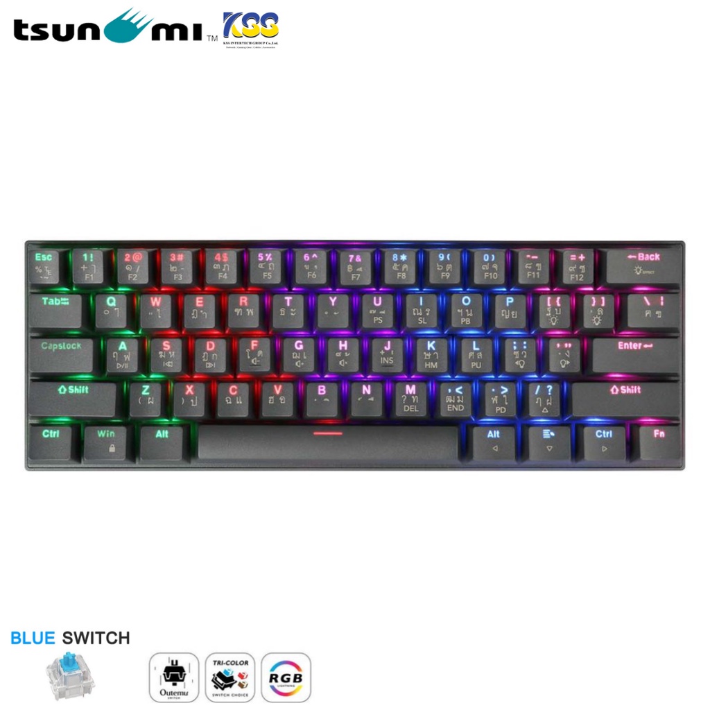 TSUNAMI OUTEMU KEYBOARD MK-61 MECHANICAL 61Keys 60% Compact | Shopee ...