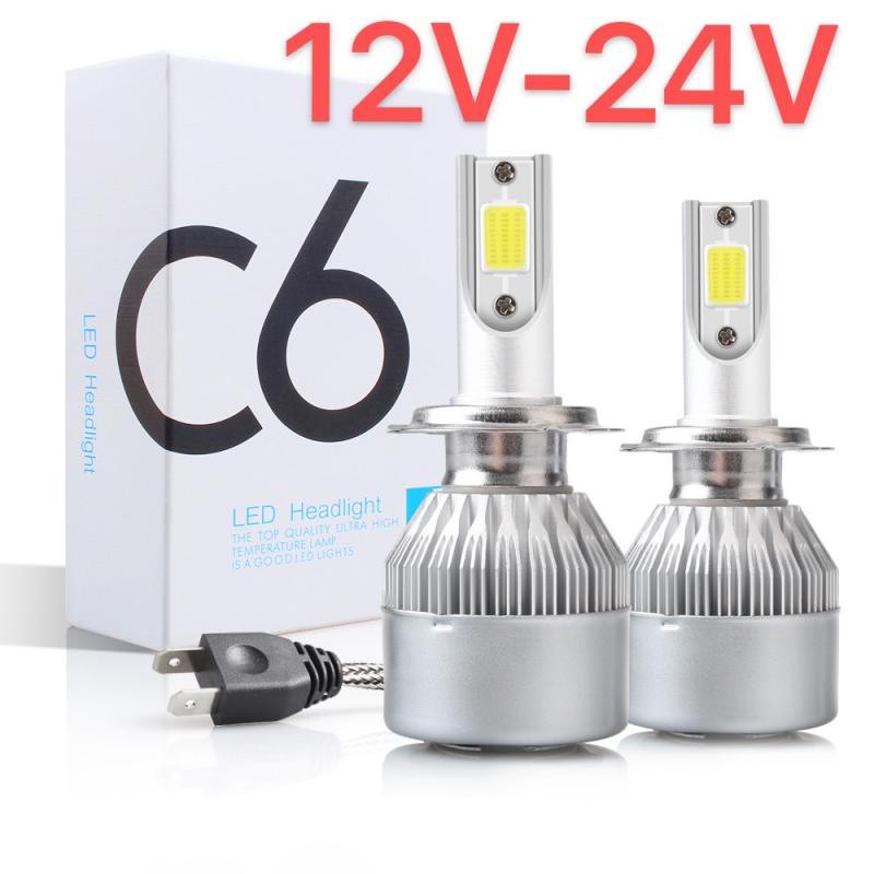 *C6 หลอดไฟหน้า LED 1คู่ 12V-24V ของแท้ รับประกัน 15วัน ขั้ว H1 H3 H4 H7 H11 9006(HB4) 9005(HB3 ...