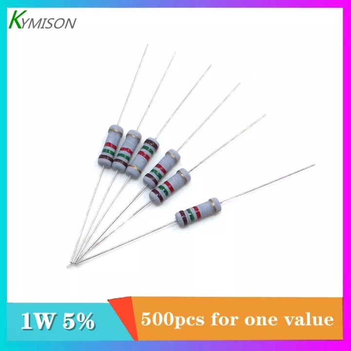 500 ชิ้น/ล็อต 1W Oxide Film Resistor 5% 10R 20R 22R 3R 47R 51R 62R 68R 75R 82R 91 โอห์ม 100R สี่ ...