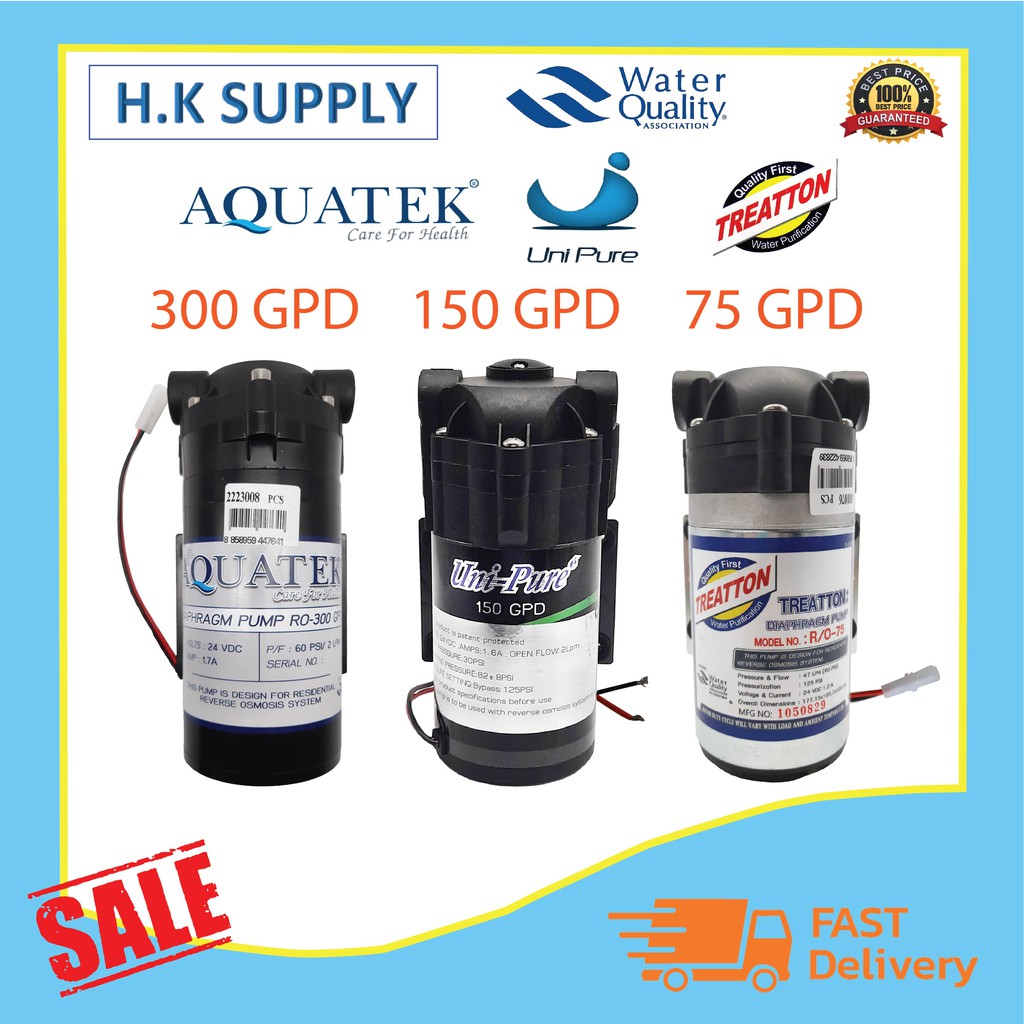 ปั๊มน้ำ Aquatek Diaphragm Pump RO ขนาด 50 75 100 150 200 300 400 GPD ปั๊มอัดเมมเบรน Treatton ...