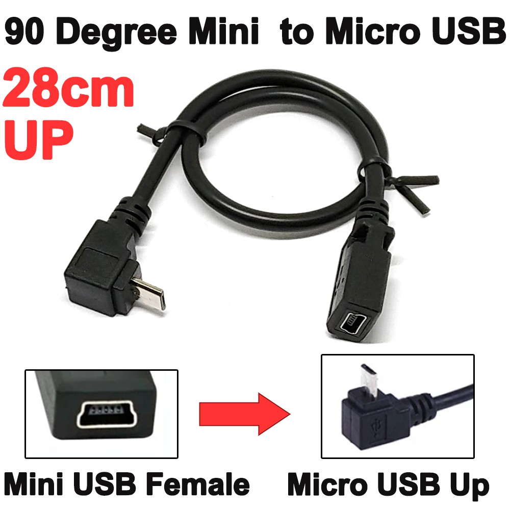 สายแปลง Mini USB to Micro USB ( 90 Degree Down Up Angled Mini USB ...
