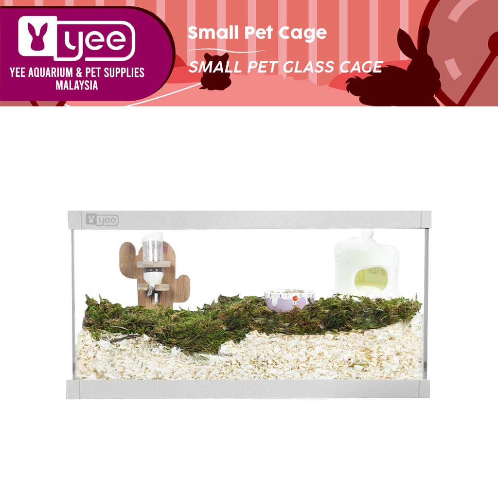 Yee YYP กรงแก้ว ขนาดเล็ก 60 ซม. สีขาว สําหรับหนูแฮมสเตอร์ ตุ๊กแก ชิปมั ...