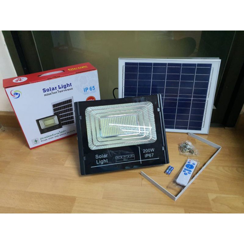 สปอร์ทไลท์โซล่าเซลล์ พร้อมรีโมท 200W/100W/60W VJP-111 | Shopee Thailand