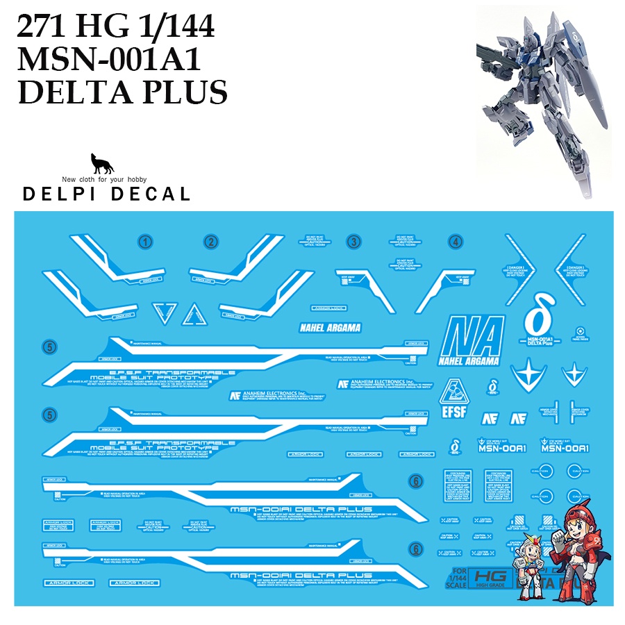 ดีคอลน้ำ [DELPI] 271 MSN-001A1 DELTA PLUS HG 1/144 WATER DECAL 271H | Shopee Thailand
