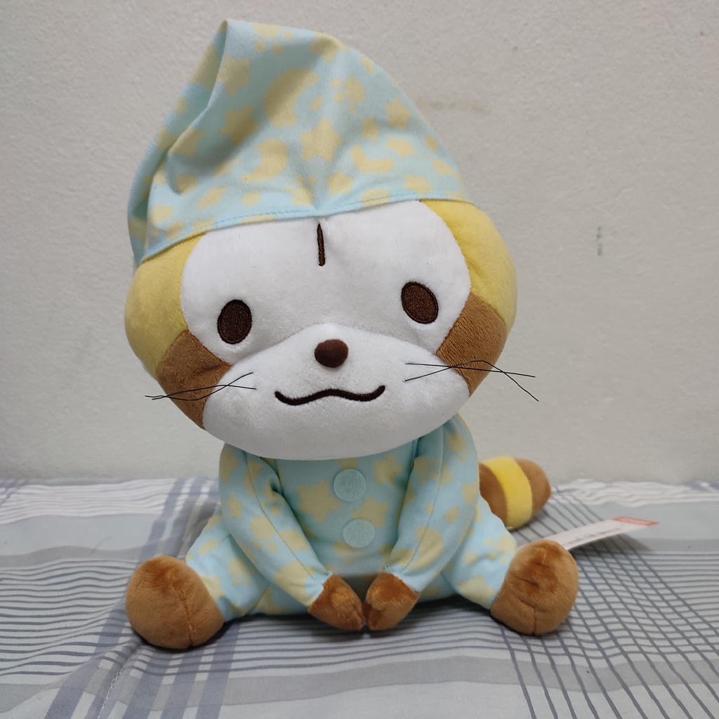 ตุ๊กตา ตุ๊กตาแรคคูน ราสคาล Puchi Rascal ชุดนอนพาสเทล สีฟ้า ป้ายห้อย ...