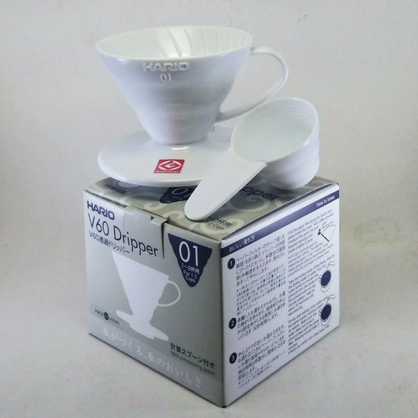 Hario ดริปเปอร์ สีขาว พลาสติก HARIO V60 Coffee Dripper White(PP) (VD-01W/038) (VD-02-W-CEX/290 ...
