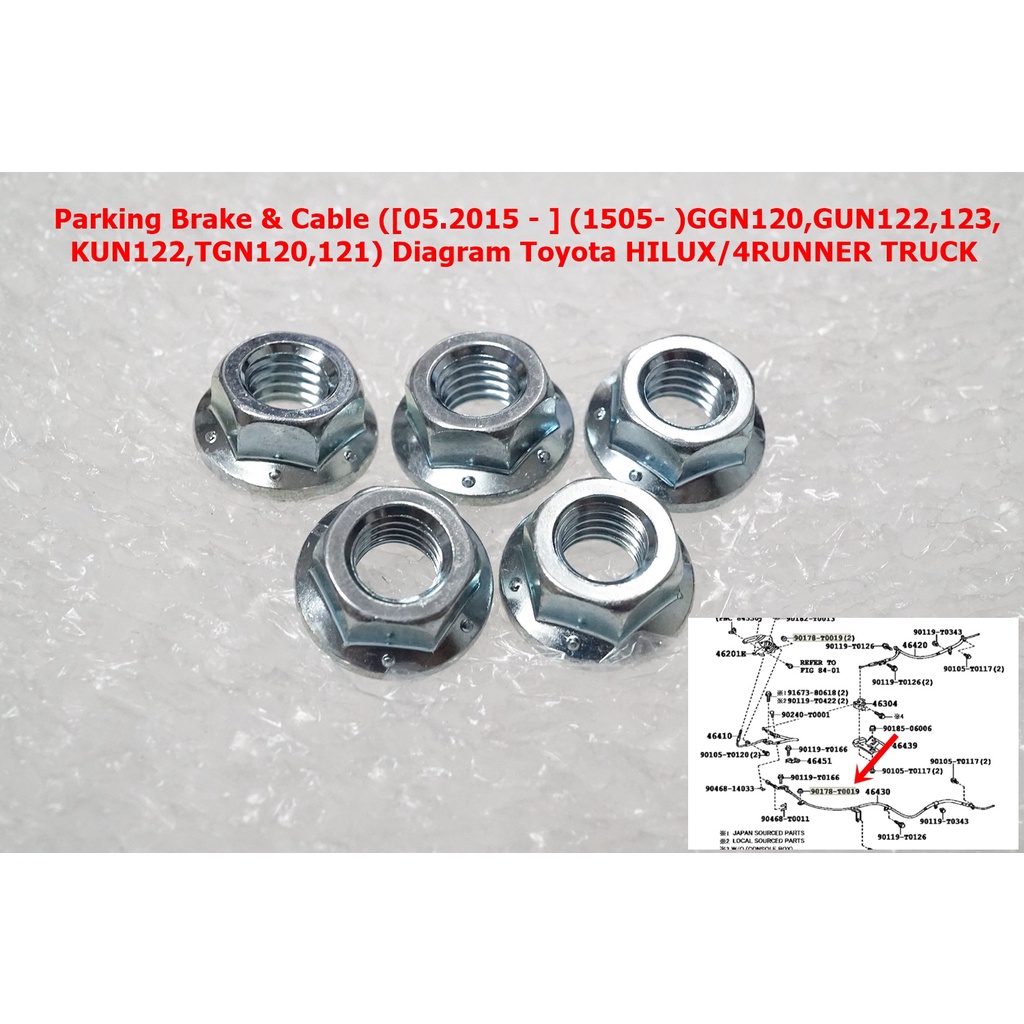 5ตัว 90178-T0019 น๊อตตัวเมียสำหรับยึดสายเบรคมือ Toyota Vigo Fortuner ...