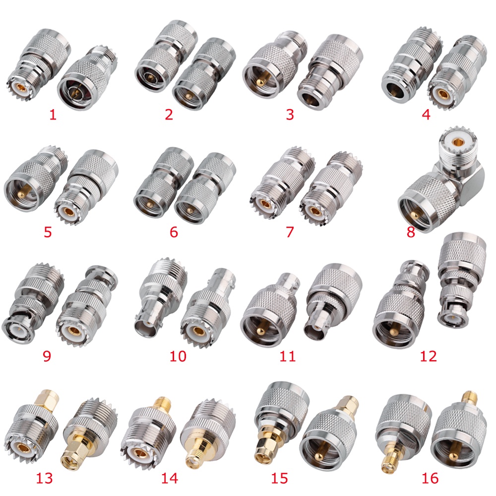 อะแดปเตอร์เชื่อมต่อ UHF PL259 SO239 to N UHF BNC SMA Male Plug & Female Jack Straight RF Coaxial ...
