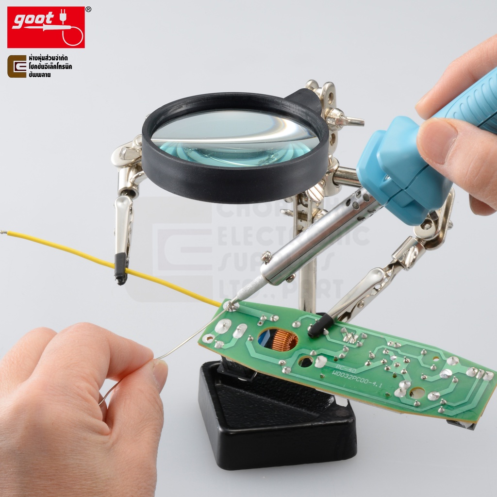 Goot ST-94 แท่นช่วยบัดกรี MINI WORKSTAND ปากคีบชิ้นงานและแว่นขยายขนาด ...