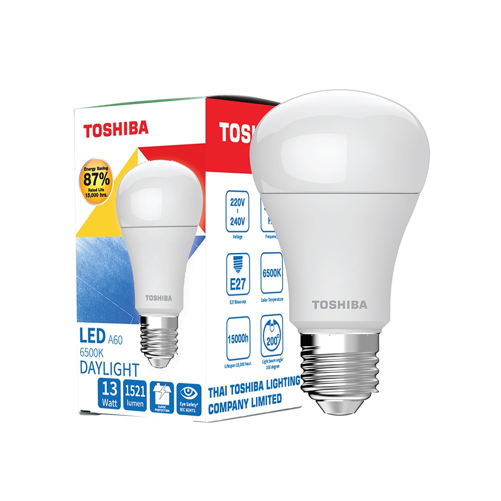 LED BULB A60 13W ขั้วหลอด E27 ยี่ห้อ TOSHIBA | Shopee Thailand