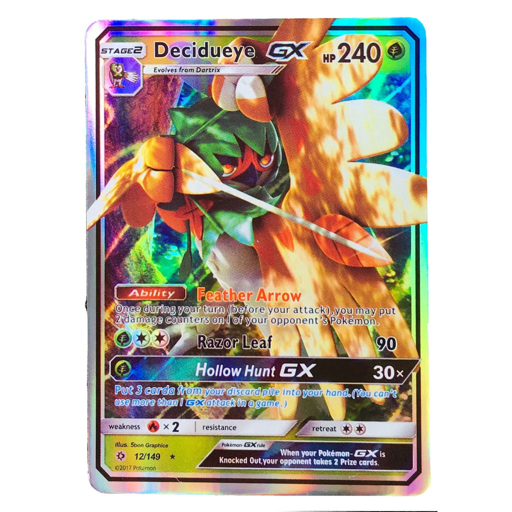 Decidueye GX Card 12/149 จูไนเปอร์ Pokemon Card Gold Flash Light ...