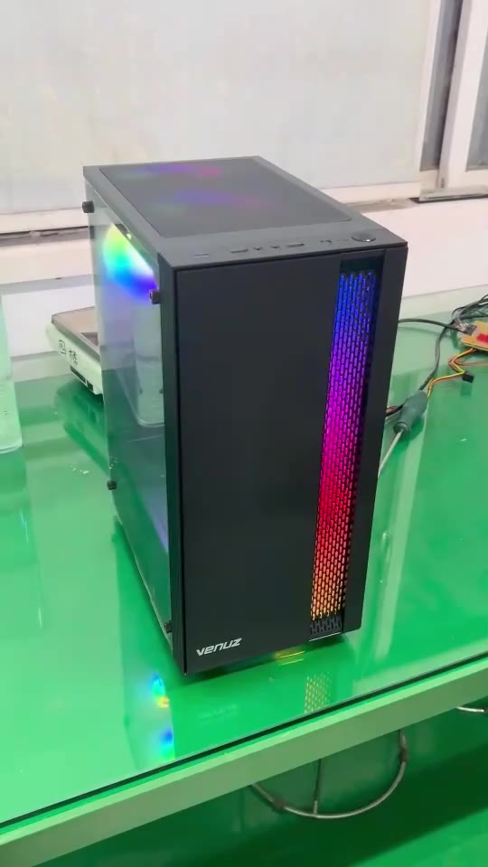 VENUZ ATX Tempered Glass Gaming Case VC2805G with LED RGB Strip & RGB ...