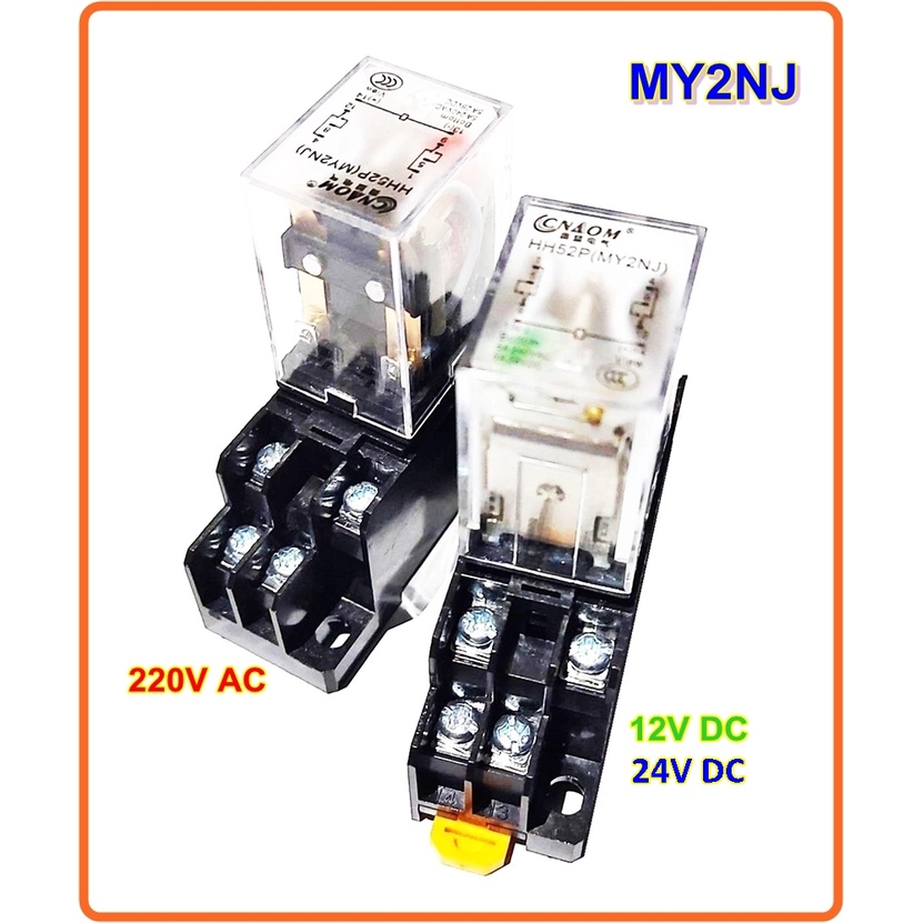 HH52P MY2NJ ชุด รีเลย์ + ซ็อกเก็ต Relay 8Pins 2NO+2NC 220VAC 12VDC ...