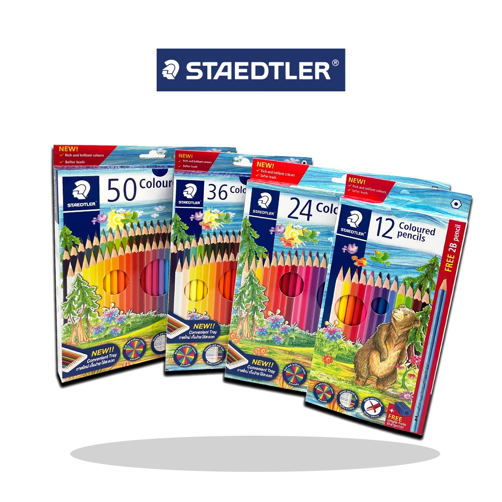 สีไม้ลายหมี รุ่น 143 12สี, 24สี, 36สี, 50สี ยี่ห้อ Steadler 1กล่อง ...